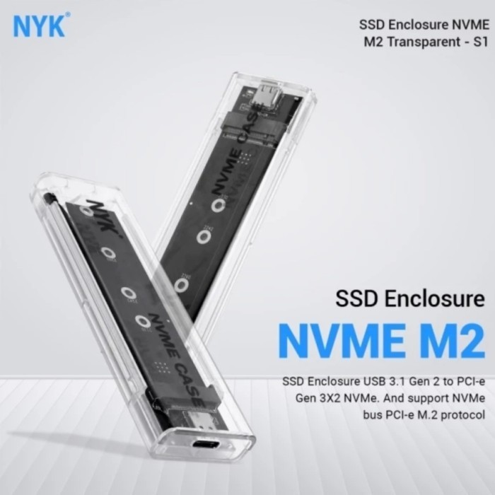 Jual NYK Case SSD Nvme M2 NYK S1 Casing SSD Enclosure Nvme Transparan ...