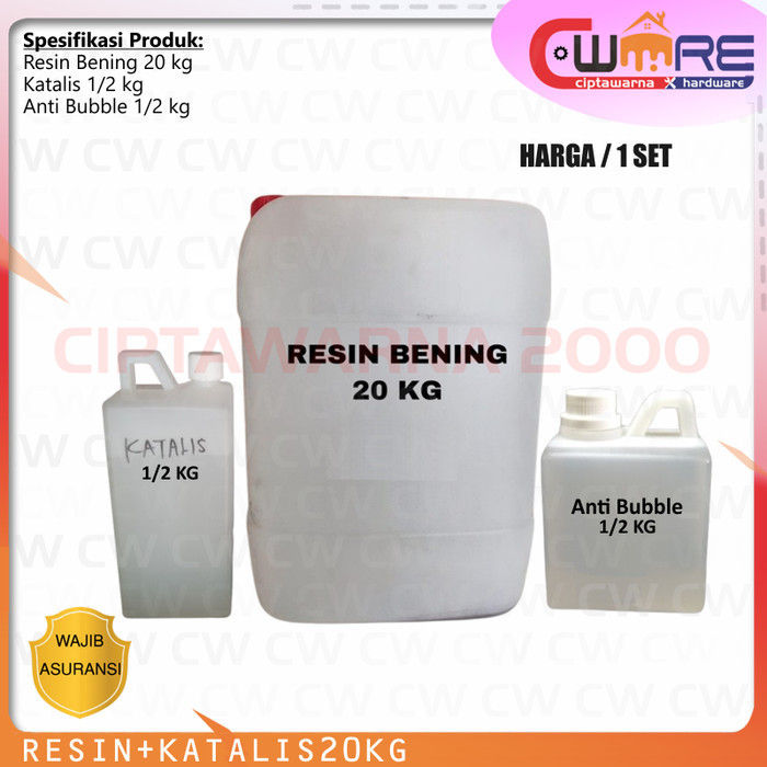 Jual Set Resin Polyester Bening 20 kg Pail + Katalis 1/2 kg + Anti ...