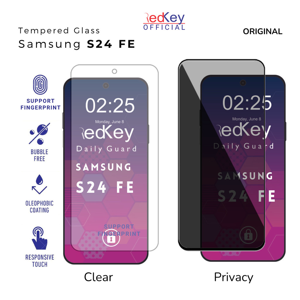 Jual Redkey Tempered Glass Samsung Galaxy S24 FE S23 FE - Premium Privacy Anti Gores Pelindung ...