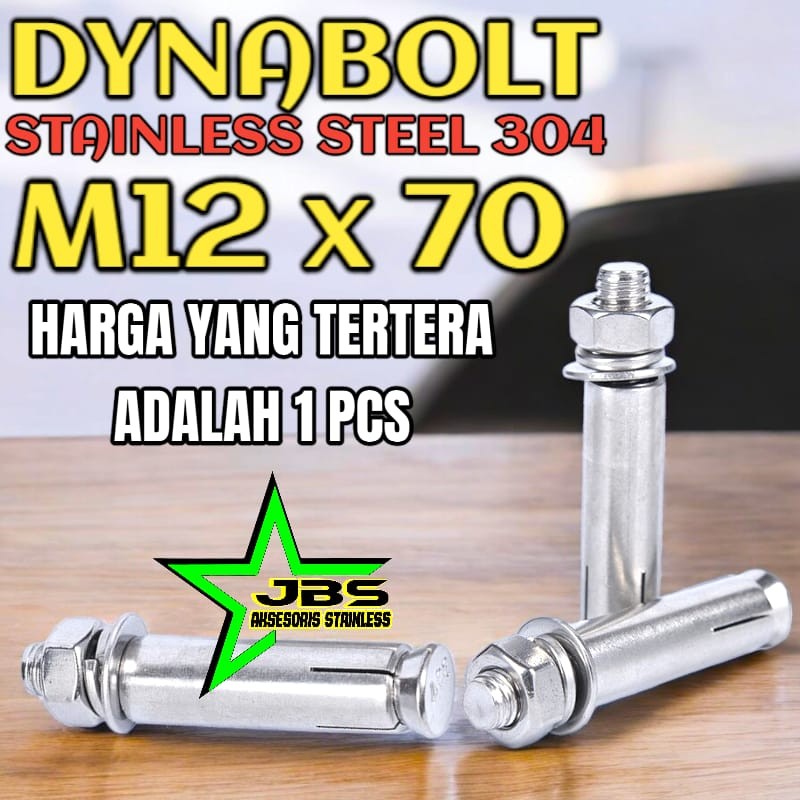 Jual DYNABOLT SS 304 M12×70 - DINABOLT - ANCHOR BOLT STAINLESS | Shopee Indonesia