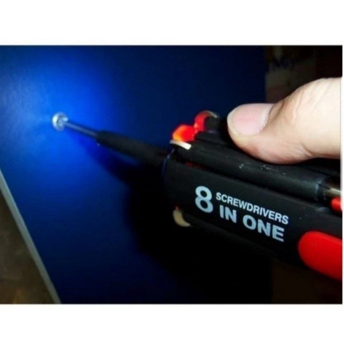 Jual Obeng Multifungsi 8 in 1 Dilengkapi Senter LED DD | Shopee Indonesia