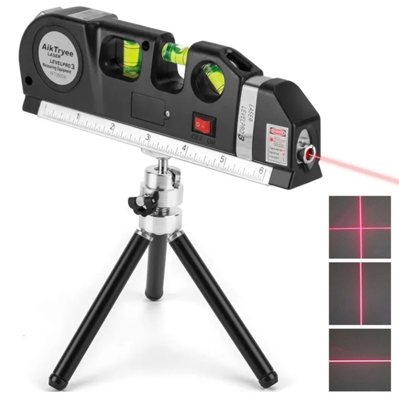 Jual Multipurpose Laser Level Horizon Vertical Measure Tape Aligner Bubbles Horizontal Ruler 4 ...