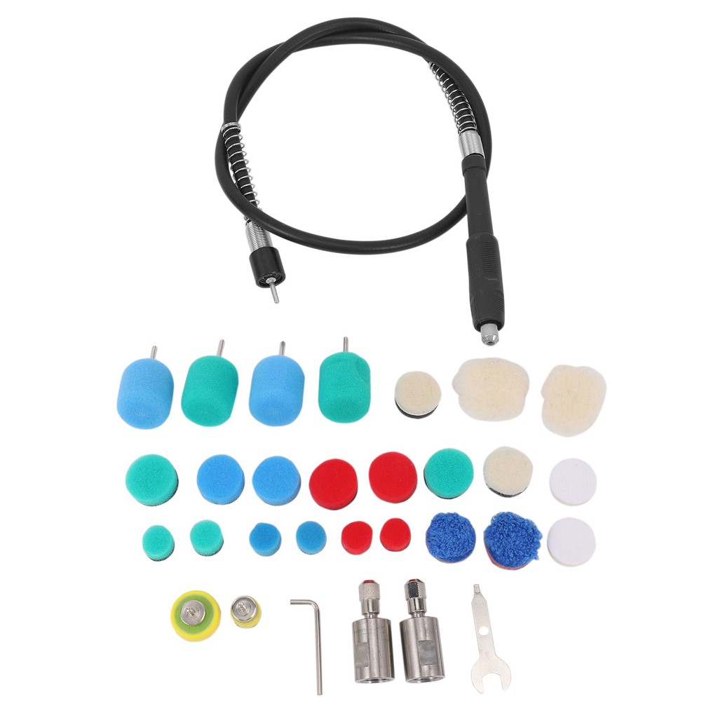 Jual Mini Detail Polisher Shaft, Car Foam Drill Polishing Pad Kit with ...