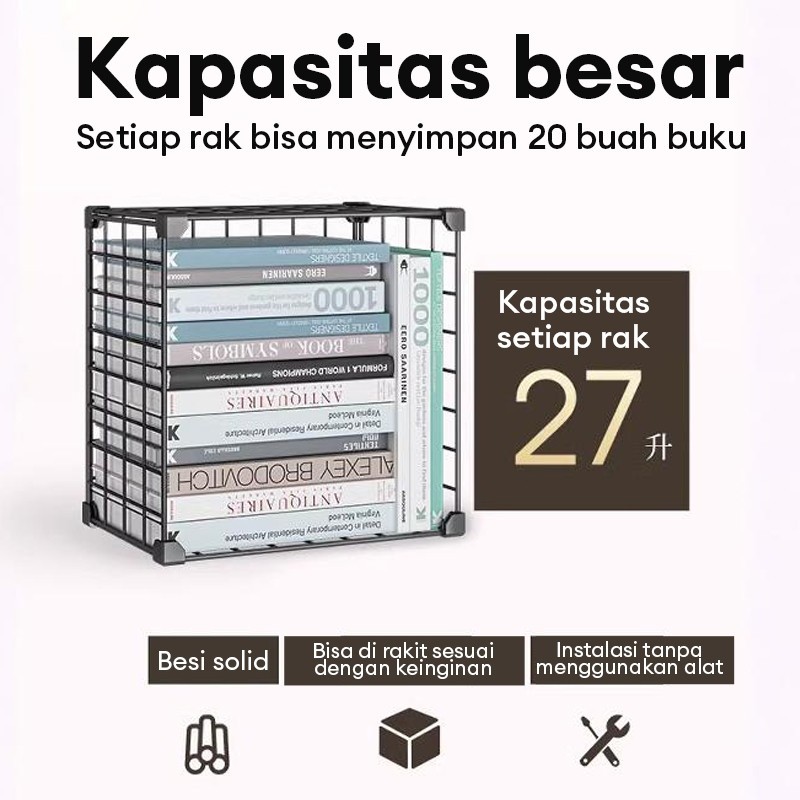 Jual Rak Buku Susun Besi Rak Bongkar Pasang Rak Toys Storage Box Rak ...