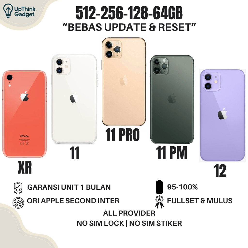 Jual iphone normal 12 11 pro max xr second minus 256gb 128gb 64gb ...