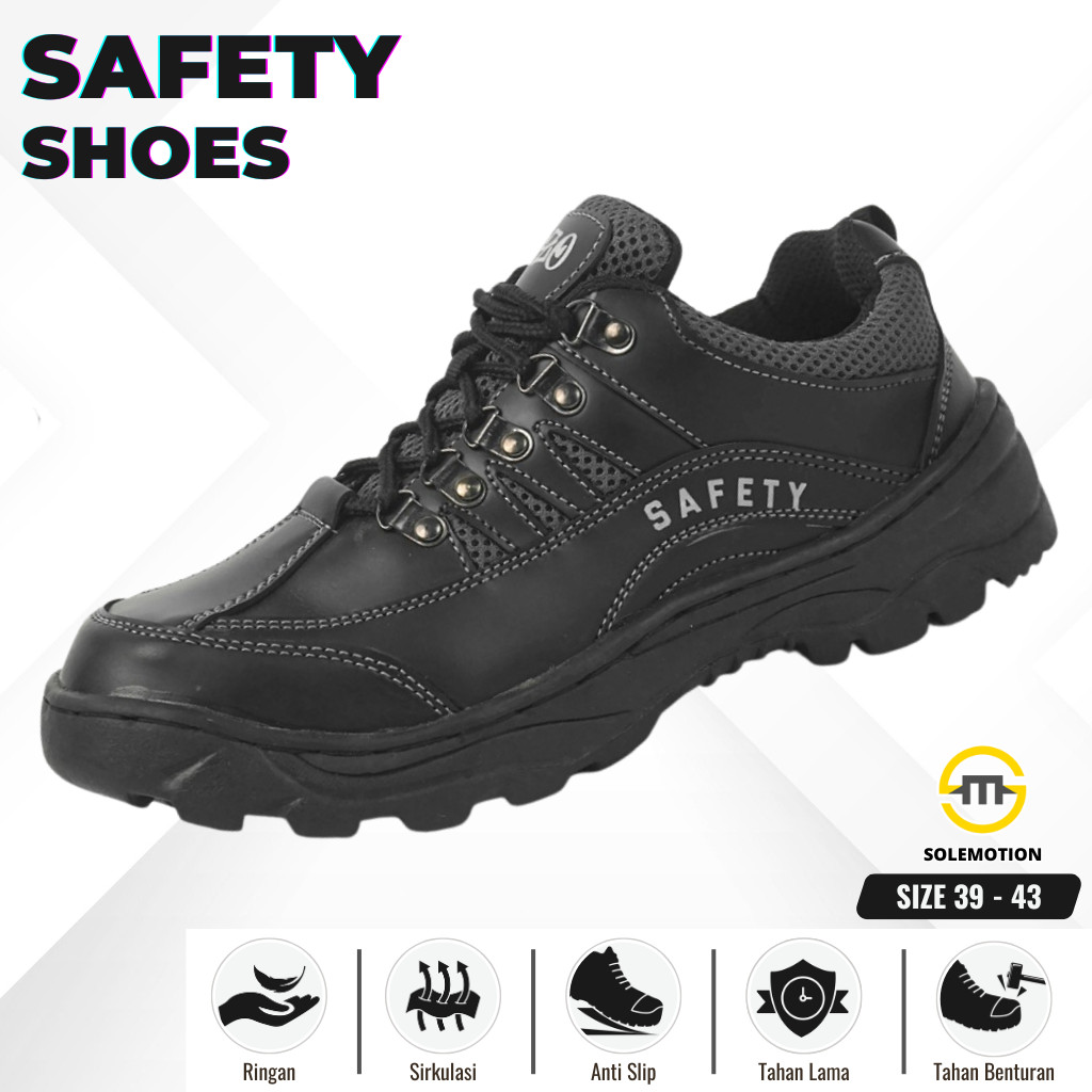 Jual Sepatu Sneakers Safety Shoes Ujung Besi Kulit ARLEY Lokal Original ...