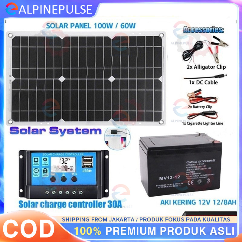 Jual 100W solar panel Solar Charge Controller 60A LCD LED Display Solar ...