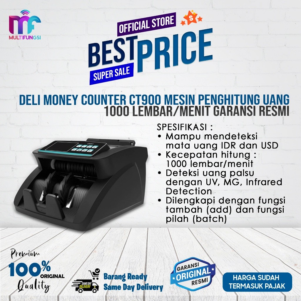 Jual Deli Money Counter CT900 Mesin Penghitung Uang 1000 Lembar/Menit ...