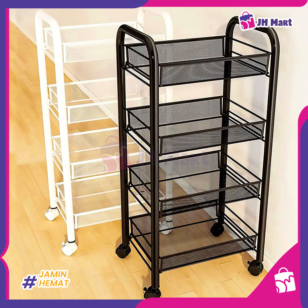 Jual JHM - Rak Troli 4 Susun Roda Besi Serbaguna Dapur Kamar Mandi Salon Portable Multifungsi ...