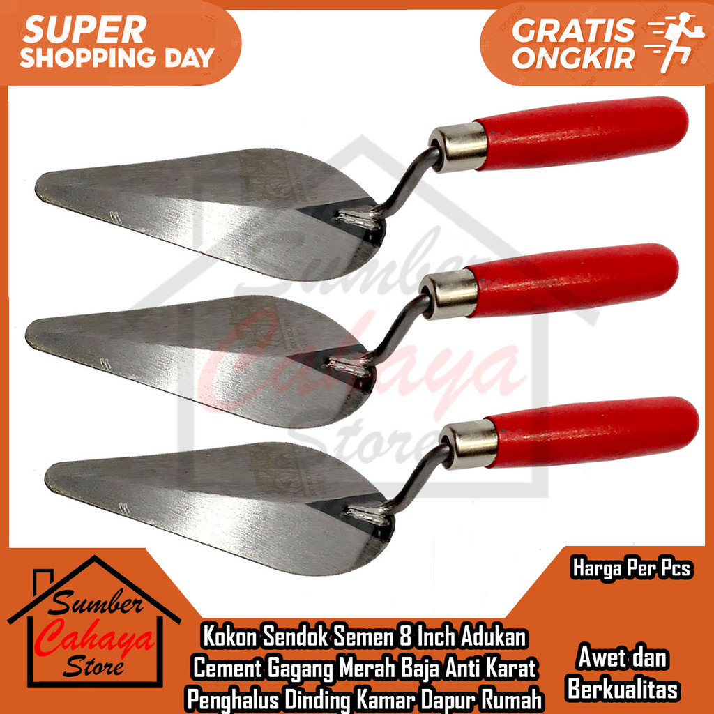Jual Kokon Centong Semen 8 Inch Lancip Sendok Baja Presisi Sisi Rata ...