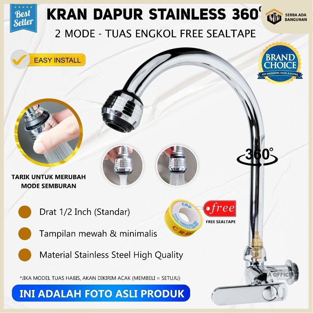 Jual SAB GRATIS SEALTAPE Kran Angsa Dapur 2 Mode - Keran Angsa - Keran ...