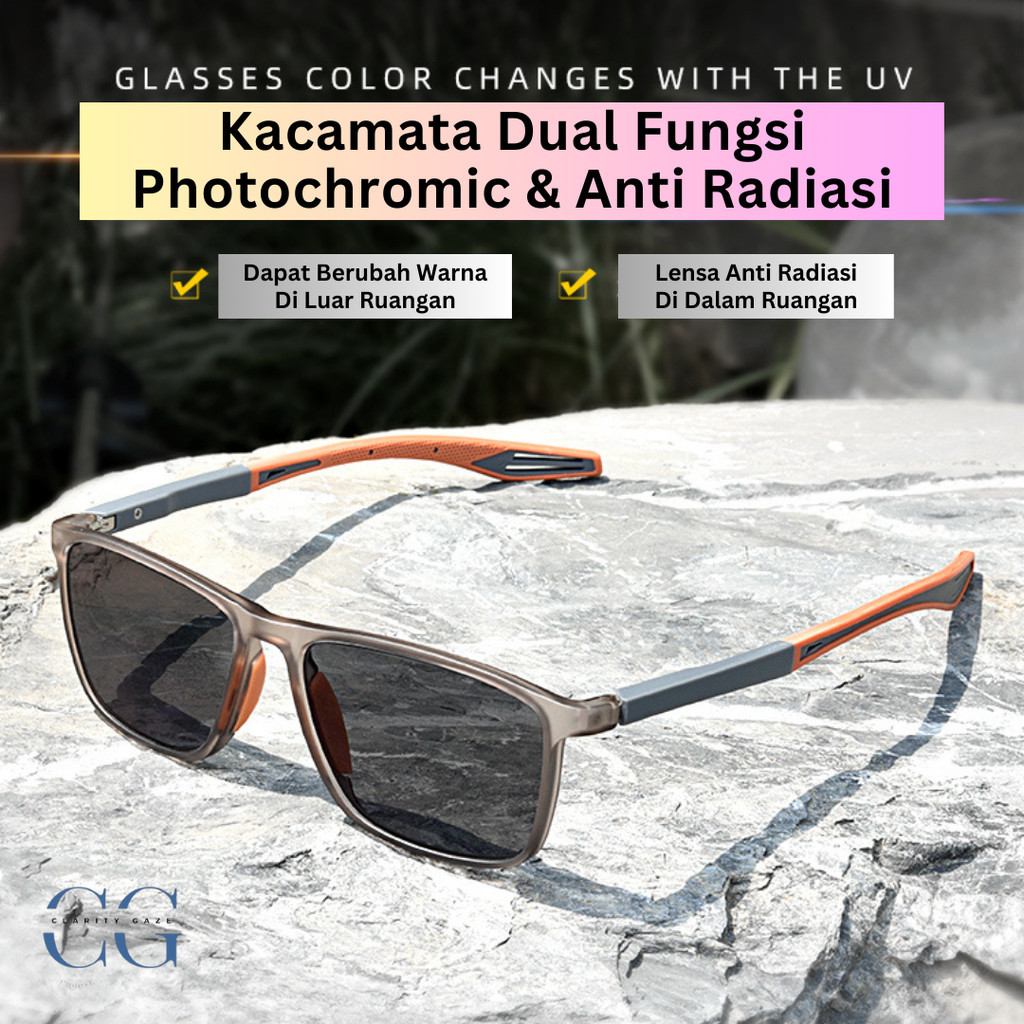 Jual Kacamata Dual Fungsi Lensa Photochromic Anti Radiasi TR90 Bahan ...