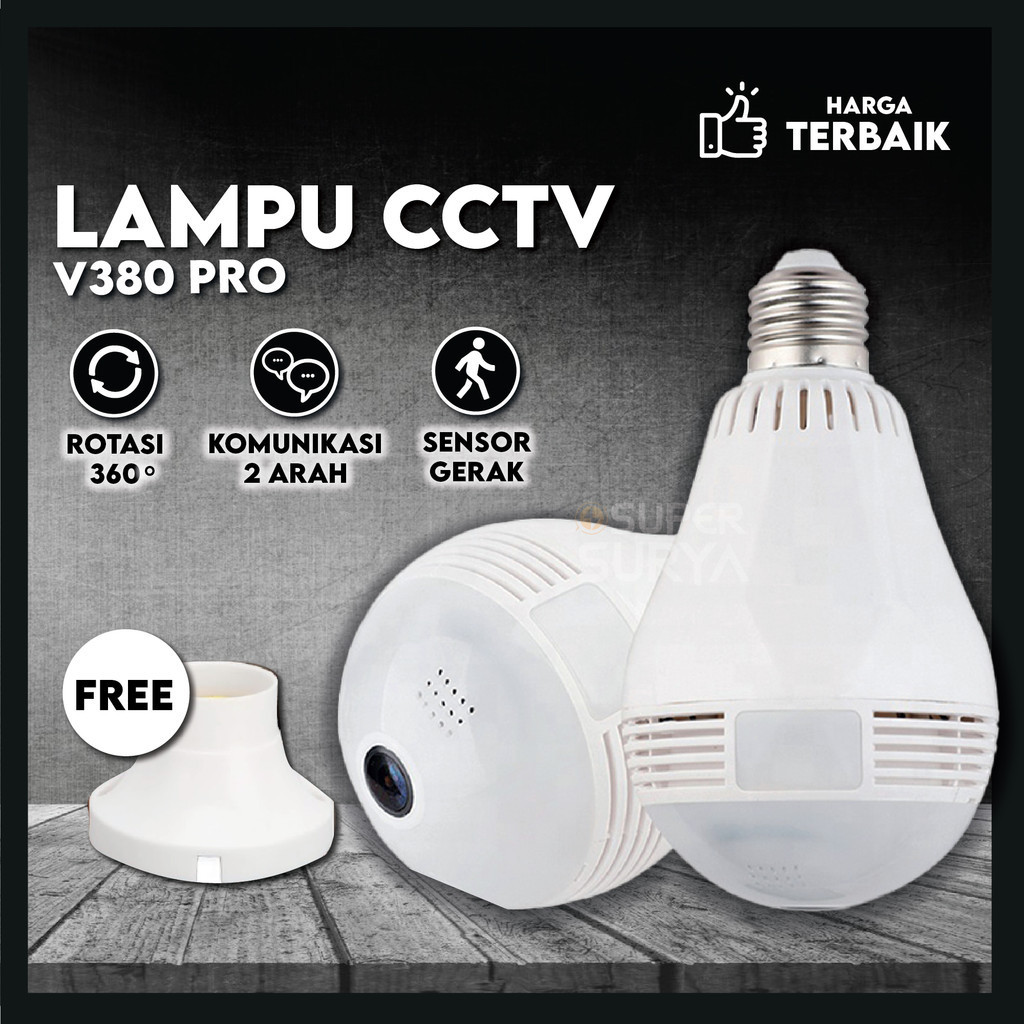 Jual CCTV Bohlam Lampu V380 Pro IP Kamera HD 360 Derajat Fisheye ...