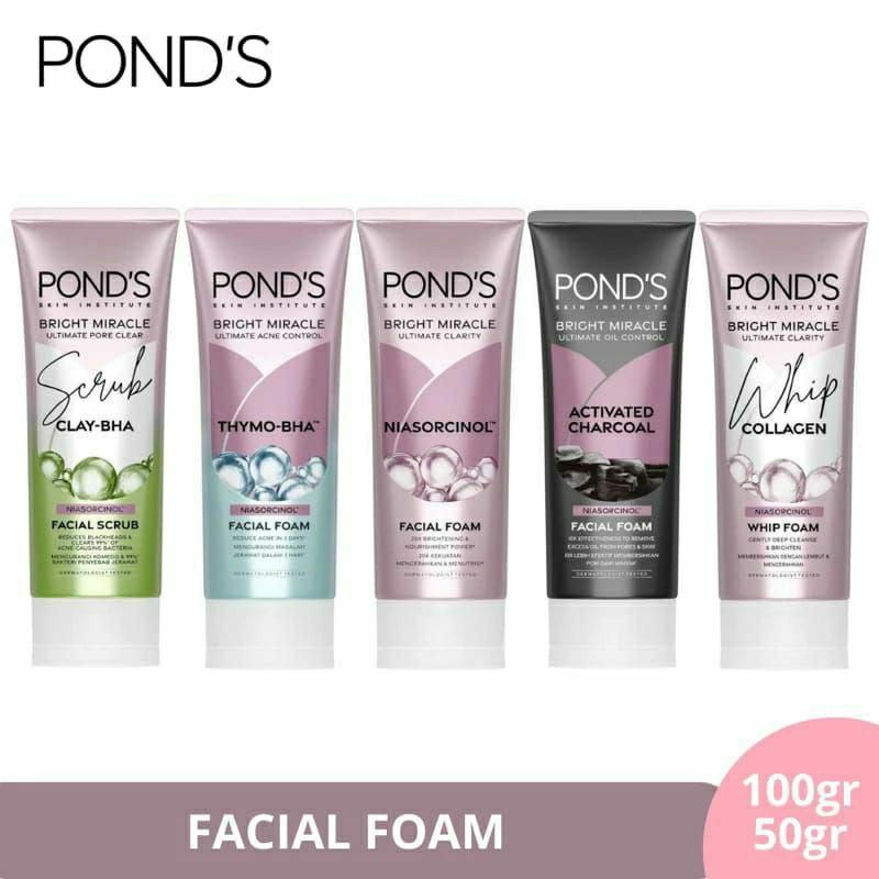 Jual Ponds Facial Foam 100ml All Varian / Ponds Facial Scrub 100ml ...