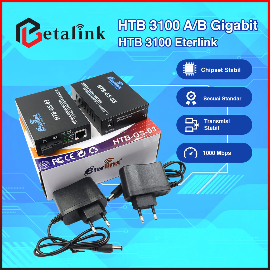 Jual HTB-GS-03 A & B 1000Mbps Single Mode Media Converter Converter Fiber Optical | Shopee Indonesia