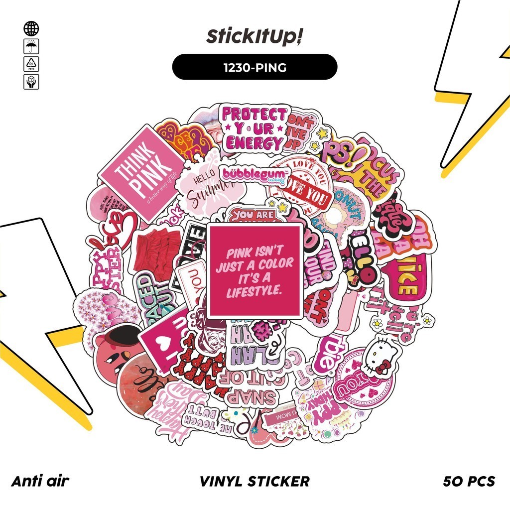 Jual COD 100 Pcs Stiker Pink Girls Lucu Aesthetic Vynil Waterproof ...