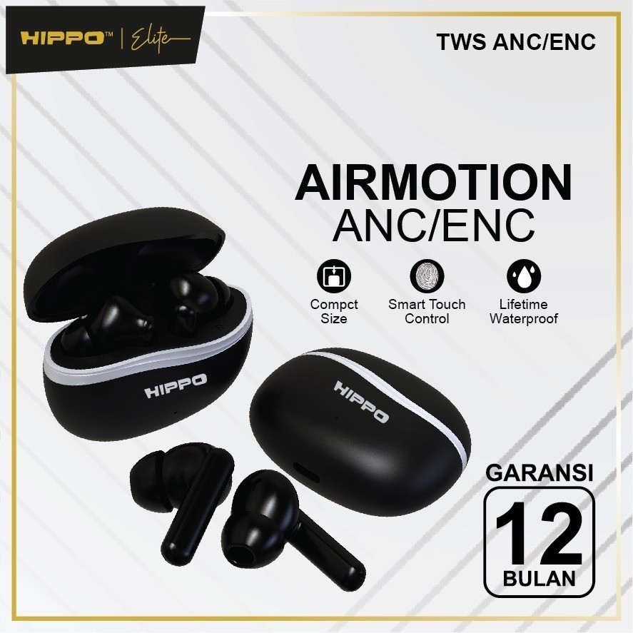Jual Hippo HENSET HANDSET EARPHONES HEADSET TWS Airmotion ANC/ENC BT 5.3 Function Touch Control ...