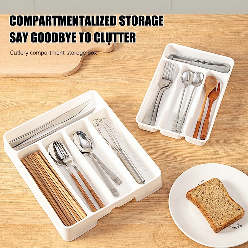 Jual 4 in1 Kotak Tempat Sendok Garpu Lemari Drawer Organiser / Storage ...