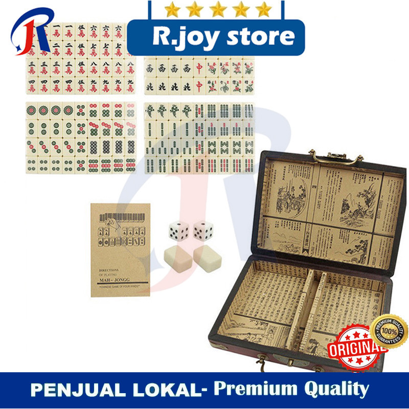 Jual R.joy-mahjong Set Mini Portable Mahyong Mainan Board Game Dengan ...