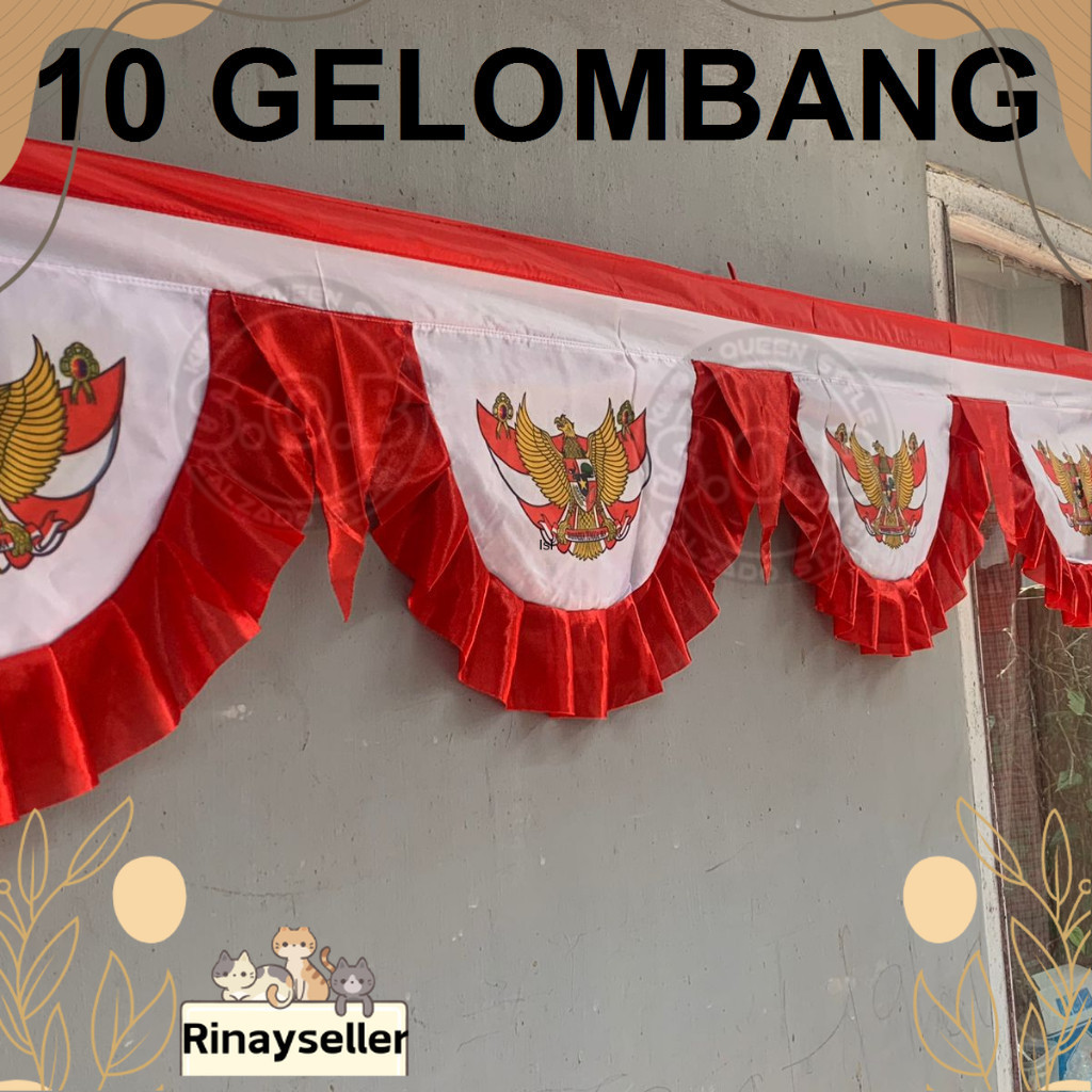Jual Bendera Umbul Umbul Merah Putih Backdrop Garuda 10 dan 5 Gelombang | Shopee Indonesia