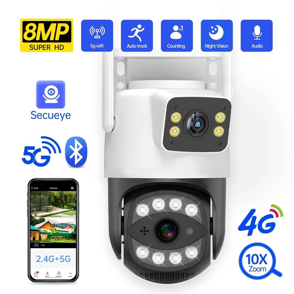 Jual 6MP PTZ 2.4G/5G Wifi Camera with Dual Lens Dual Screens AI Human ...