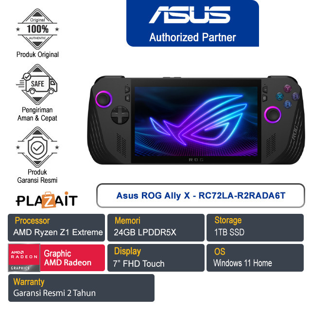 Jual Asus ROG Ally X – RC72LA-R2RADA6T /AMD Ryzen Z1 Extreme/24GB/1TB ...