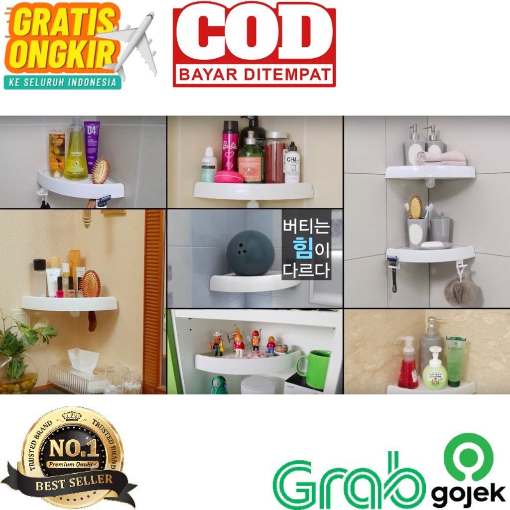 Jual RAK KAMAR MANDI KOREA STYLE Magic Corner Shelf Rak Sudut Gantung ...