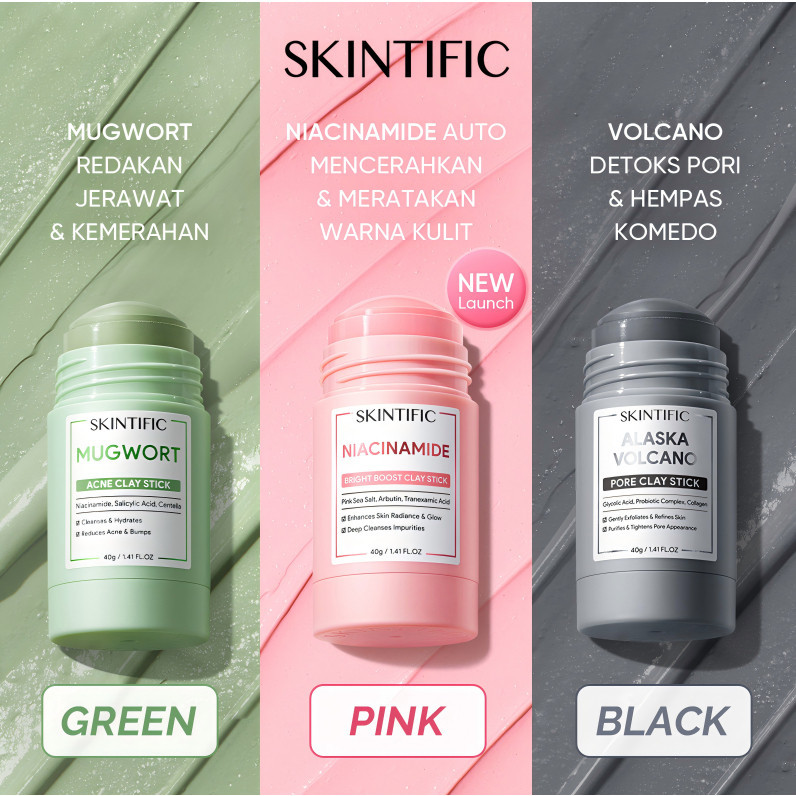 Jual SKINTIFIC CLAY MASK STICK - SKINTIFIC NIACINAMIDE STICK / MUGWORT ...