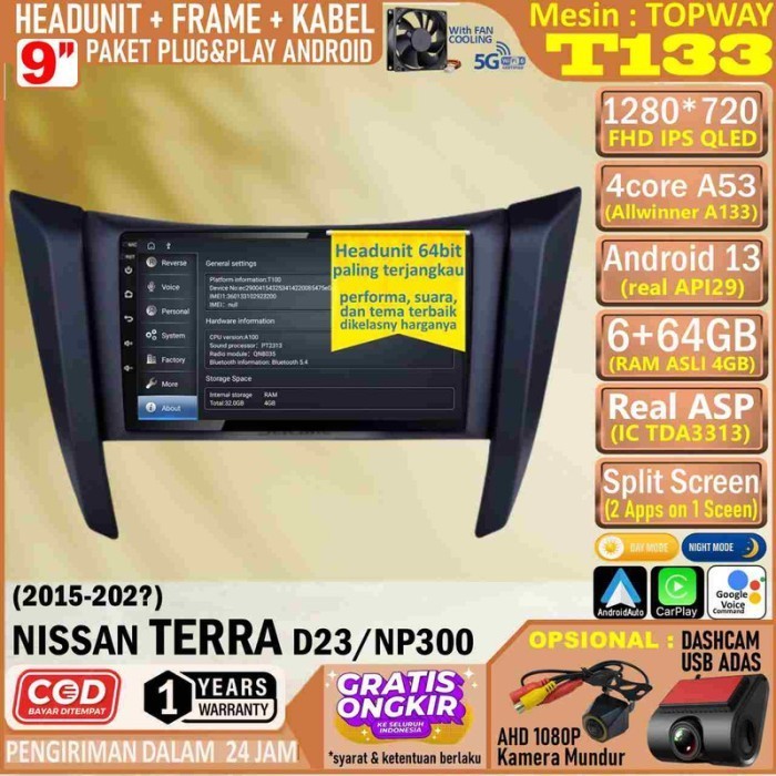 Jual Paket Headunit Android 9 inch + Frame + PNP Canbus Nissan Terra NP300 Topway T133 RAM 6GB ...