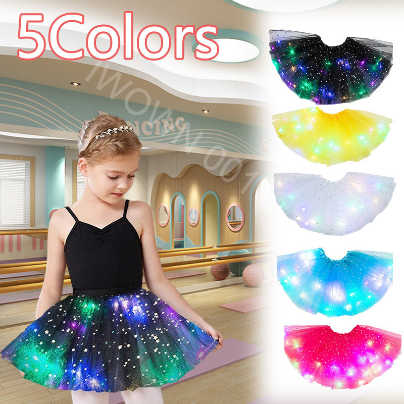Jual LED Glowing Light Kids Girls Princess Tutu Skirts Children Cloth ...