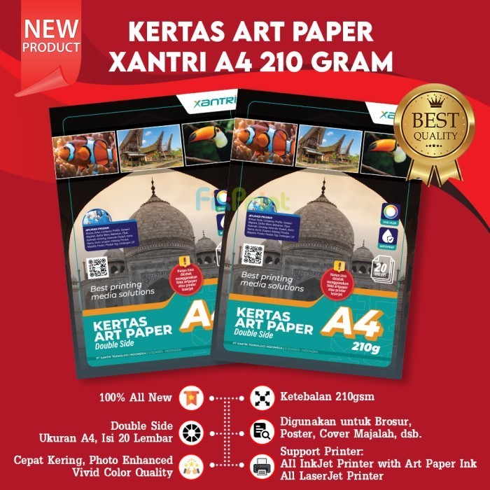 Jual Photo Paper 210gsm 20 Sheets Kertas Art Paper A4 210 gram 20 ...