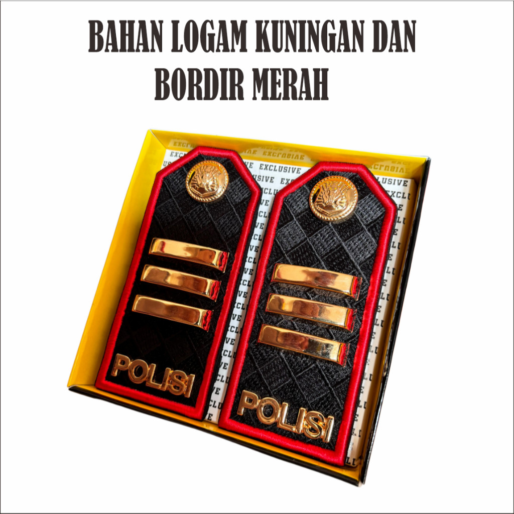 Jual ATRIBUT DINAS PANGKAT PDU POLISI AKP list merah PANGKAT AKP ...