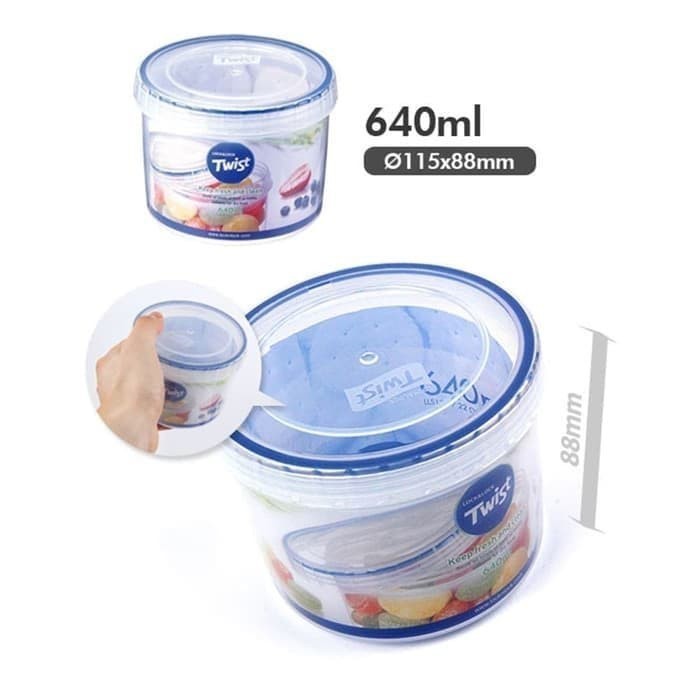 Jual Lock n Lock Twist Round 640ML Food Container Toples LLS131 | Shopee Indonesia