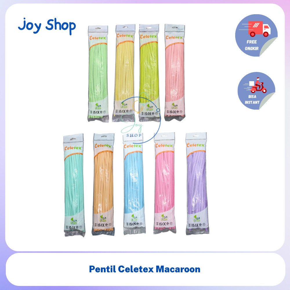 Jual Balon Pentil Macaroon Pastel Merk Celetex 260 1pak isi 50pcs ...