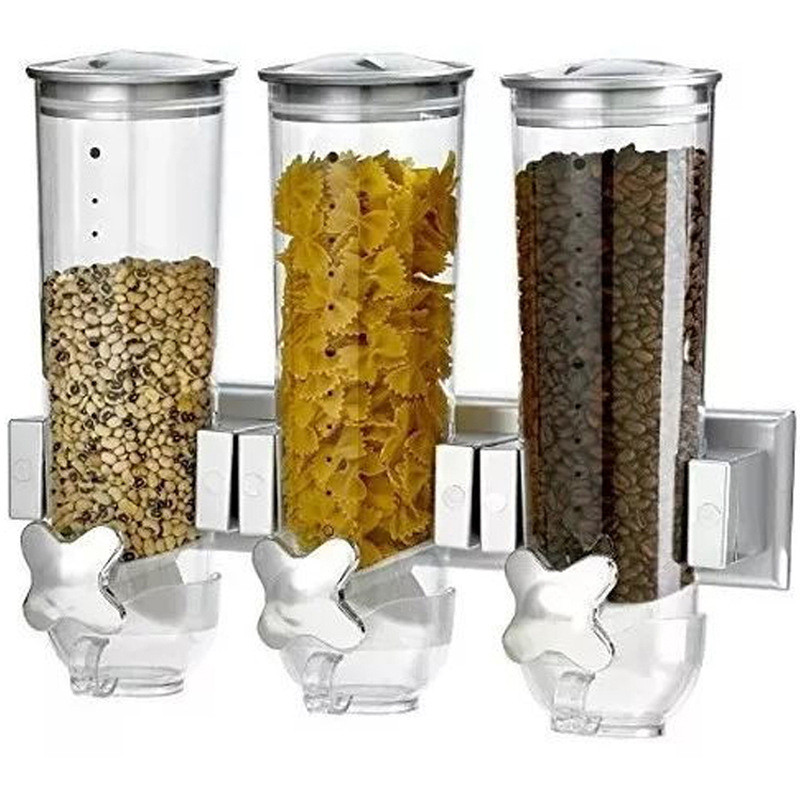 Jual Food Dispenser Dual Control Food Cereal Dispenser Storage Boxes ...