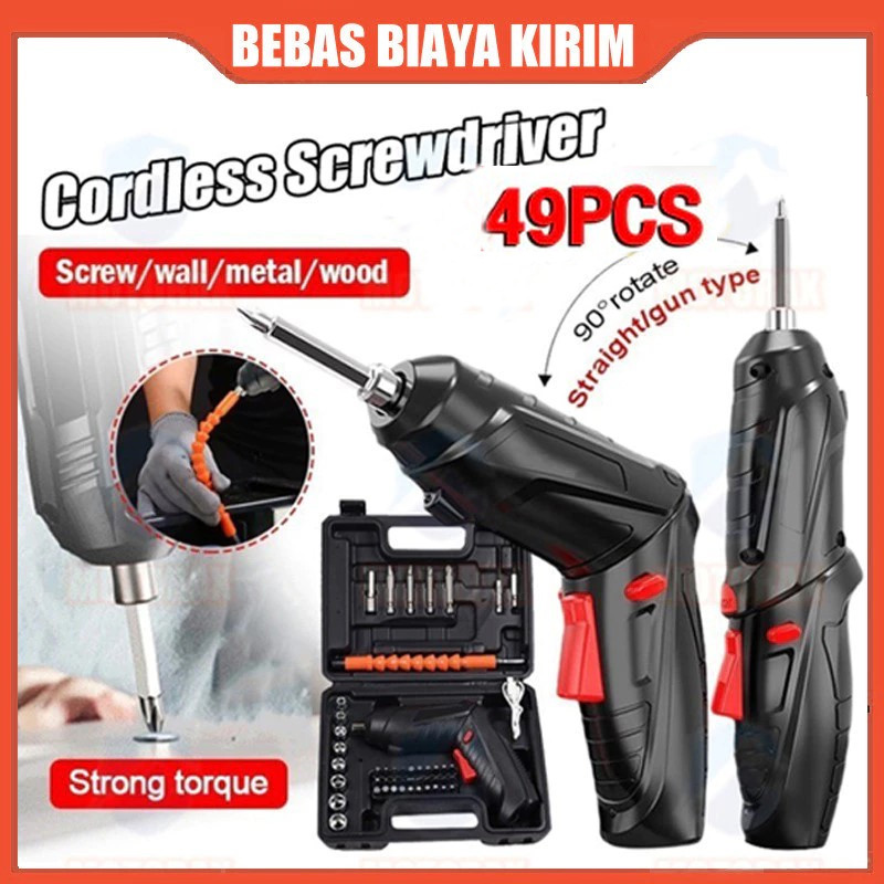 Jual Mesin Bor Set 49 pcs/Cordless Screwdriver Mesin bor listrik 4.2V ...