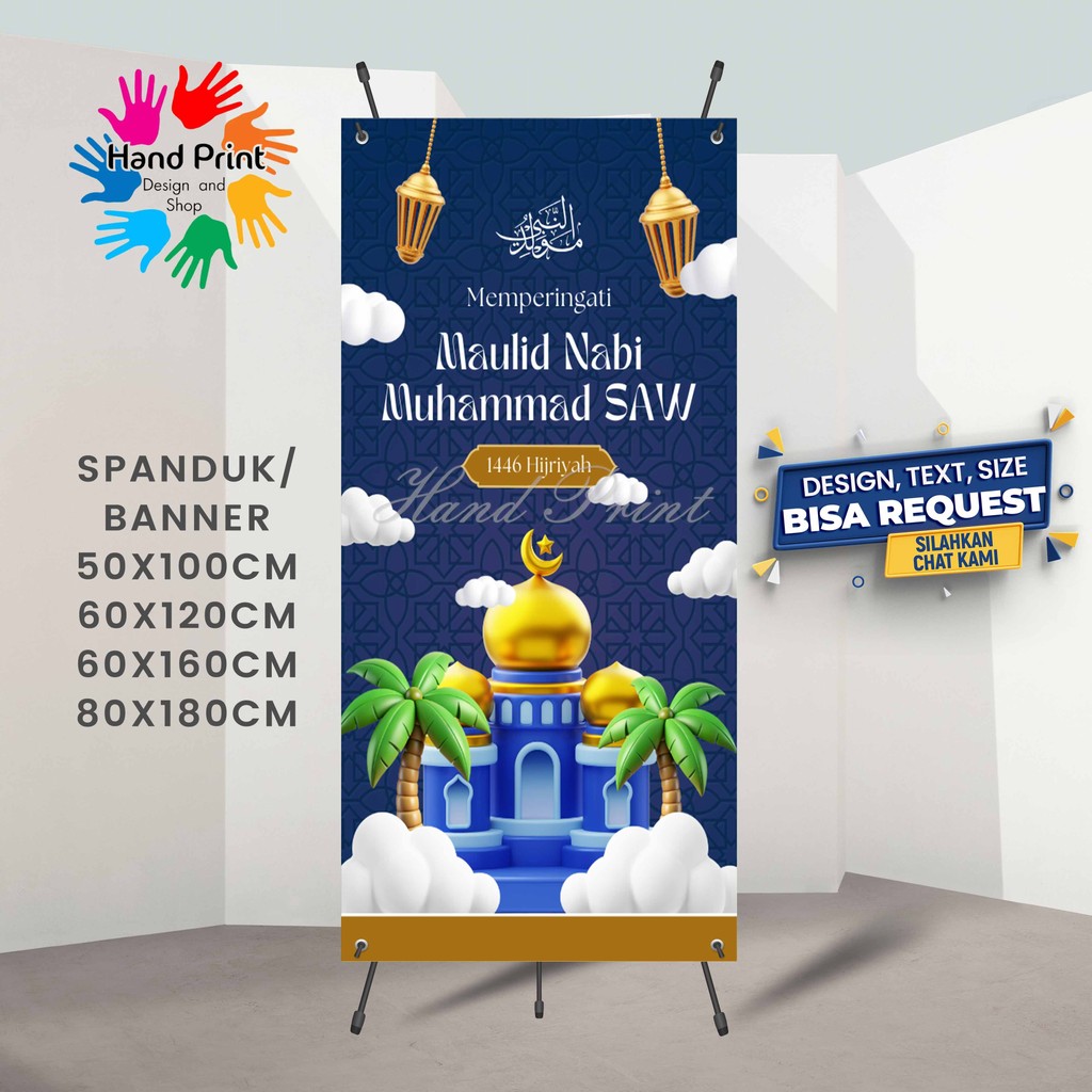 Jual Cetak Spanduk Banner Maulid`Nabi Biru Langit Malam MMT Spanduk ...