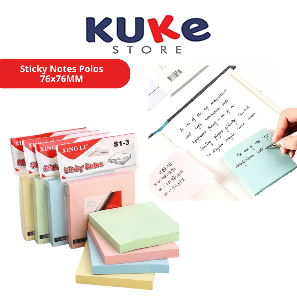 Jual Sticky Notes Polos 76x76MM 100lembar Kertas Catatan Kecil Mini ...