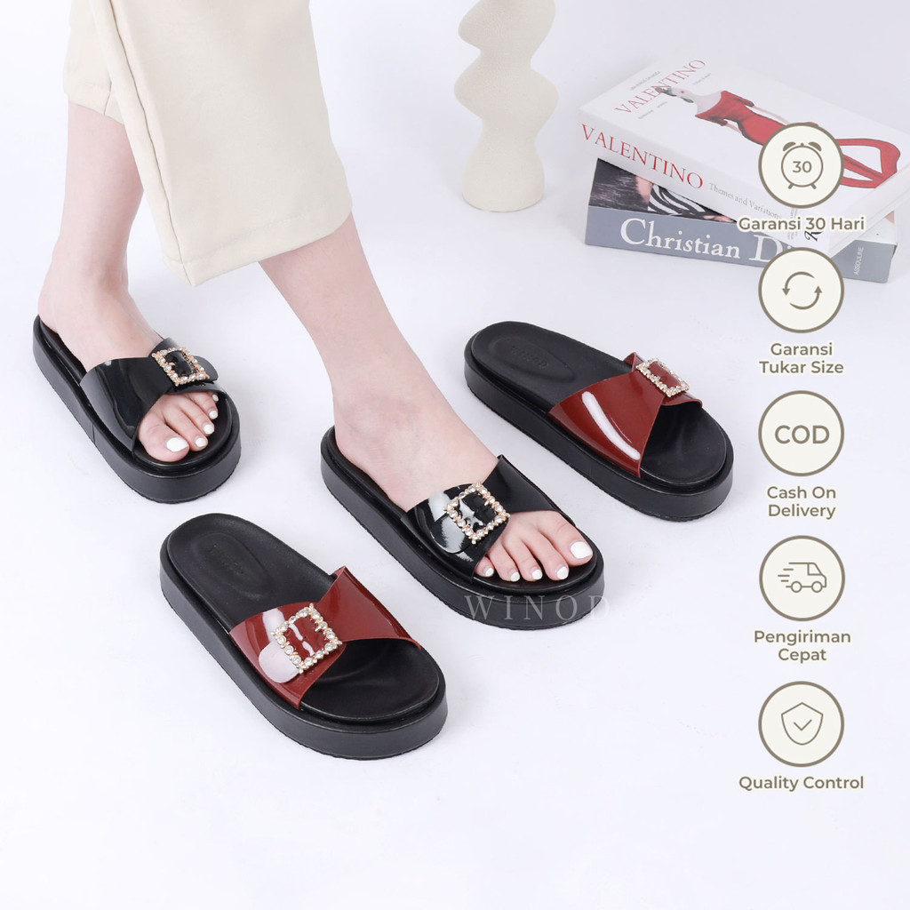 Jual WINOD Gania Sandal Wanita Platform Slip On Fashion Hangout Daily ...