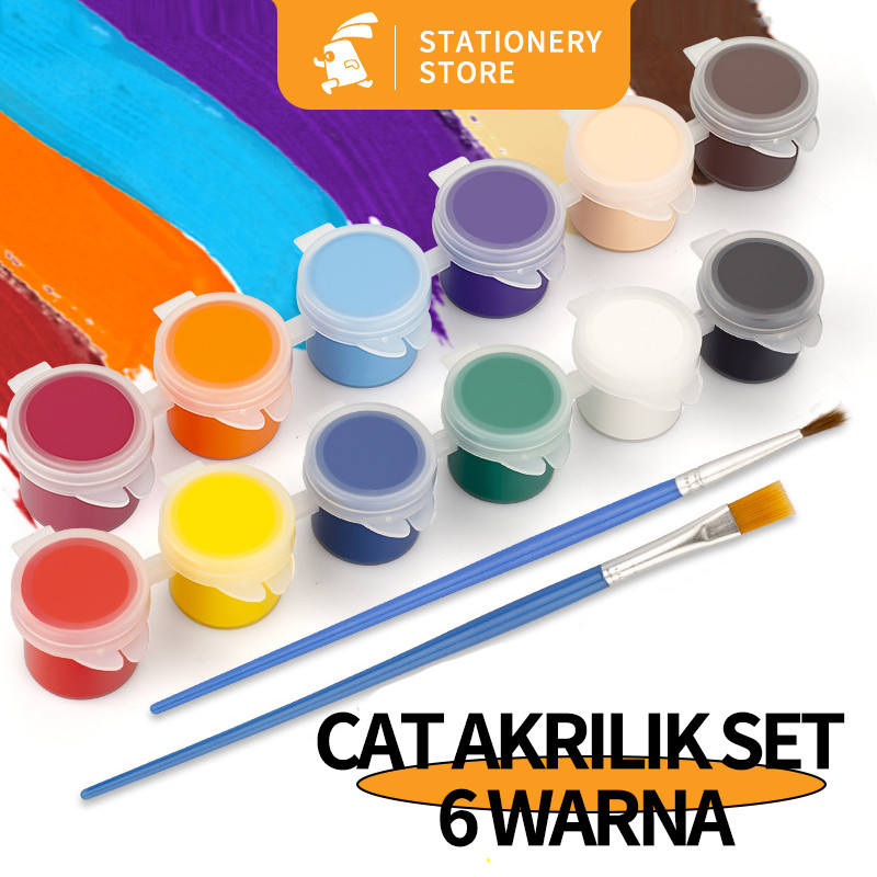 Jual cat lukis/cat akrilik set 6-12Warna/cat lukis akrilik/Kanvas Lukis ...