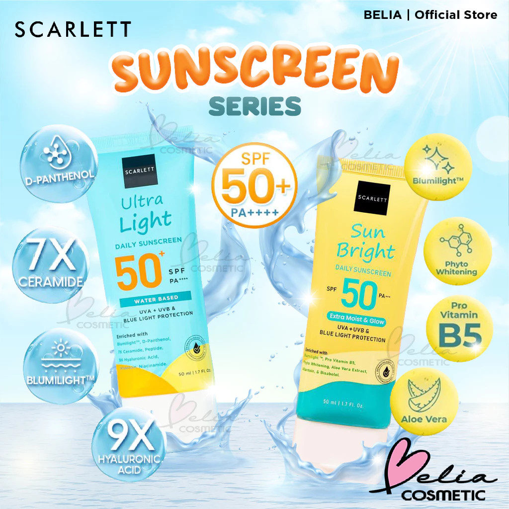 Jual Scarlett Sun Bright Sunscreen SPF 50 PA+++| Ultra Light Daily Sunscreen SPF 50+ PA ...