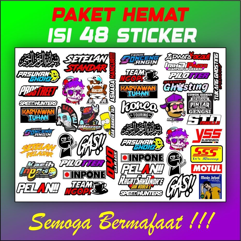 Jual Sticker setiker stiker striping sponsor racing Kata-kata gokil Set ...