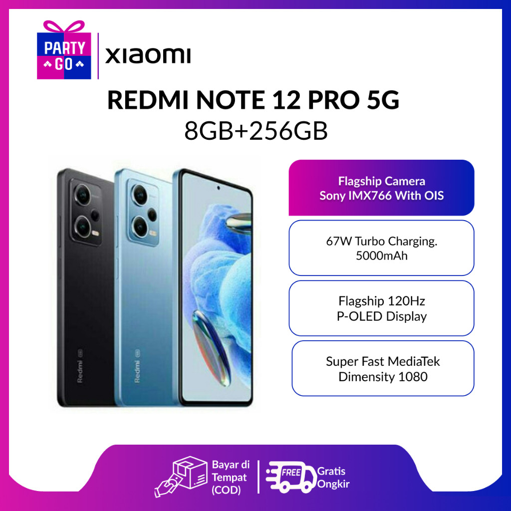 Jual Redmi Note 12 Pro 5G Sky Blue Midnight Black 8GB RAM 256GB ROM ...