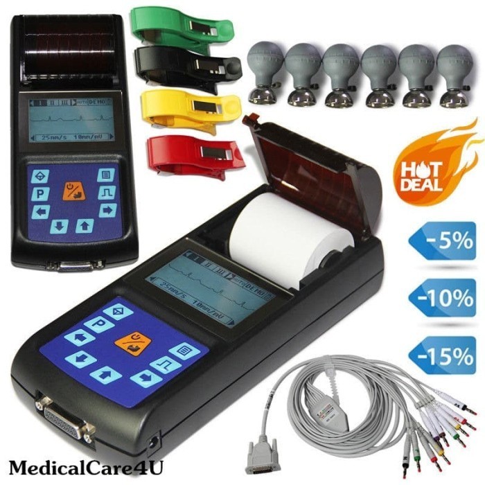 Jual Portable ECG EKG Machine 12 Leads Electrocardiograph 1 Channel ...