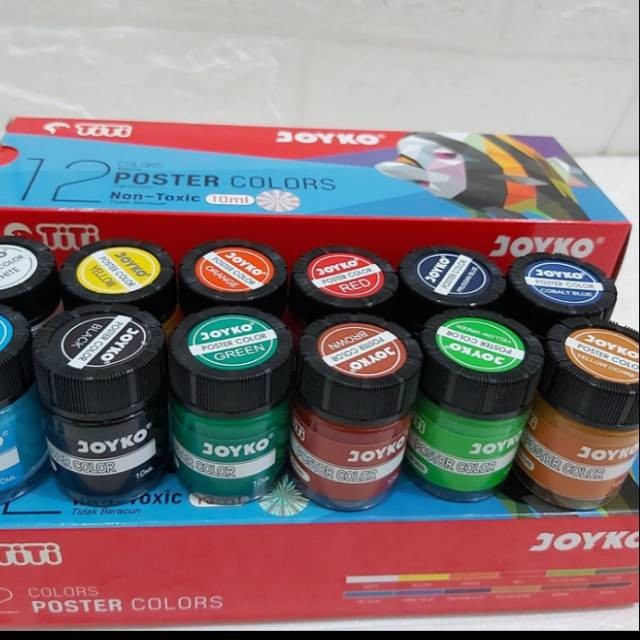 Jual POSTER COLORS SET 12 / Cat Poster Joyko Set Isi 12 Warna 10 ml ...