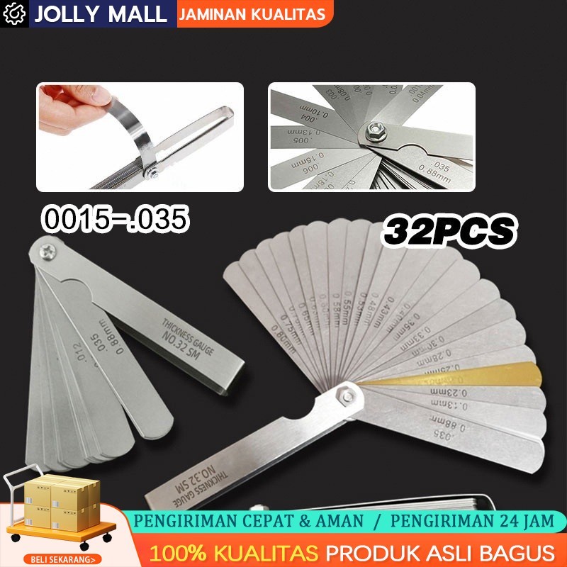 Jual 32 Blades Combination Feeler Gauge Metric Imperial Gapped Filler ...