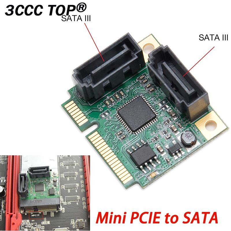 Jual Mini PCI-Express To 2 Ports SATA 3.0 Expansion Adapter Card Mini ...