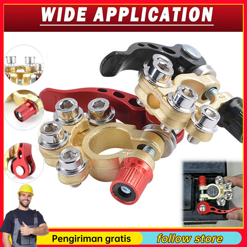 Jual 2pcs Terminal Kepala Aki Mobil Bahan KUNINGAN Klem Accu Mobil ...