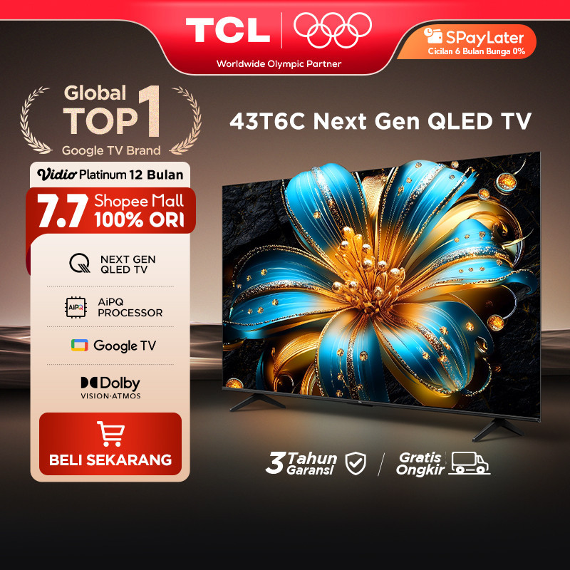 Jual TCL Next Gen QLED 43 inch T6C - 4K Google TV - HVA Panel - HDR 10+ - Dolby Vision & Atmos ...