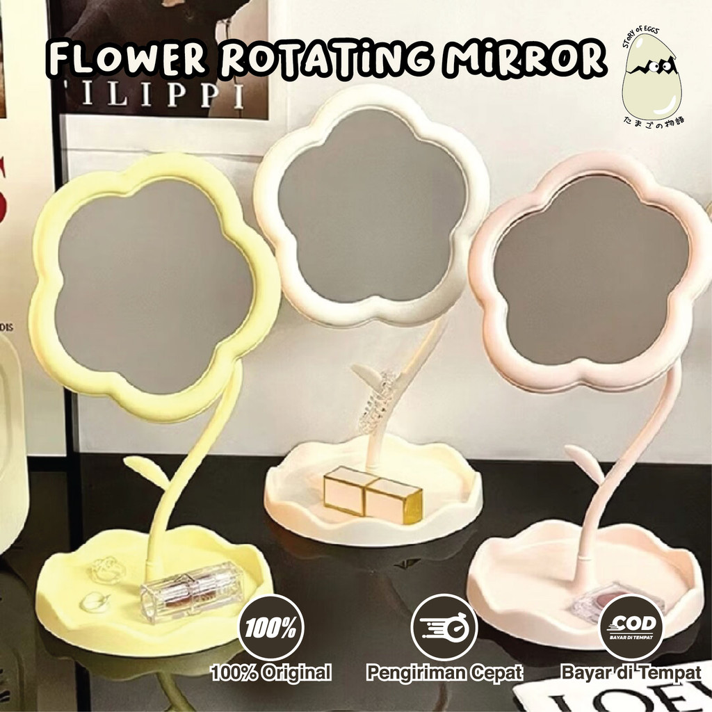 Jual Cermin Bunga Rotating Mirror Aesthetic Standing Flower Kaca Meja l ...
